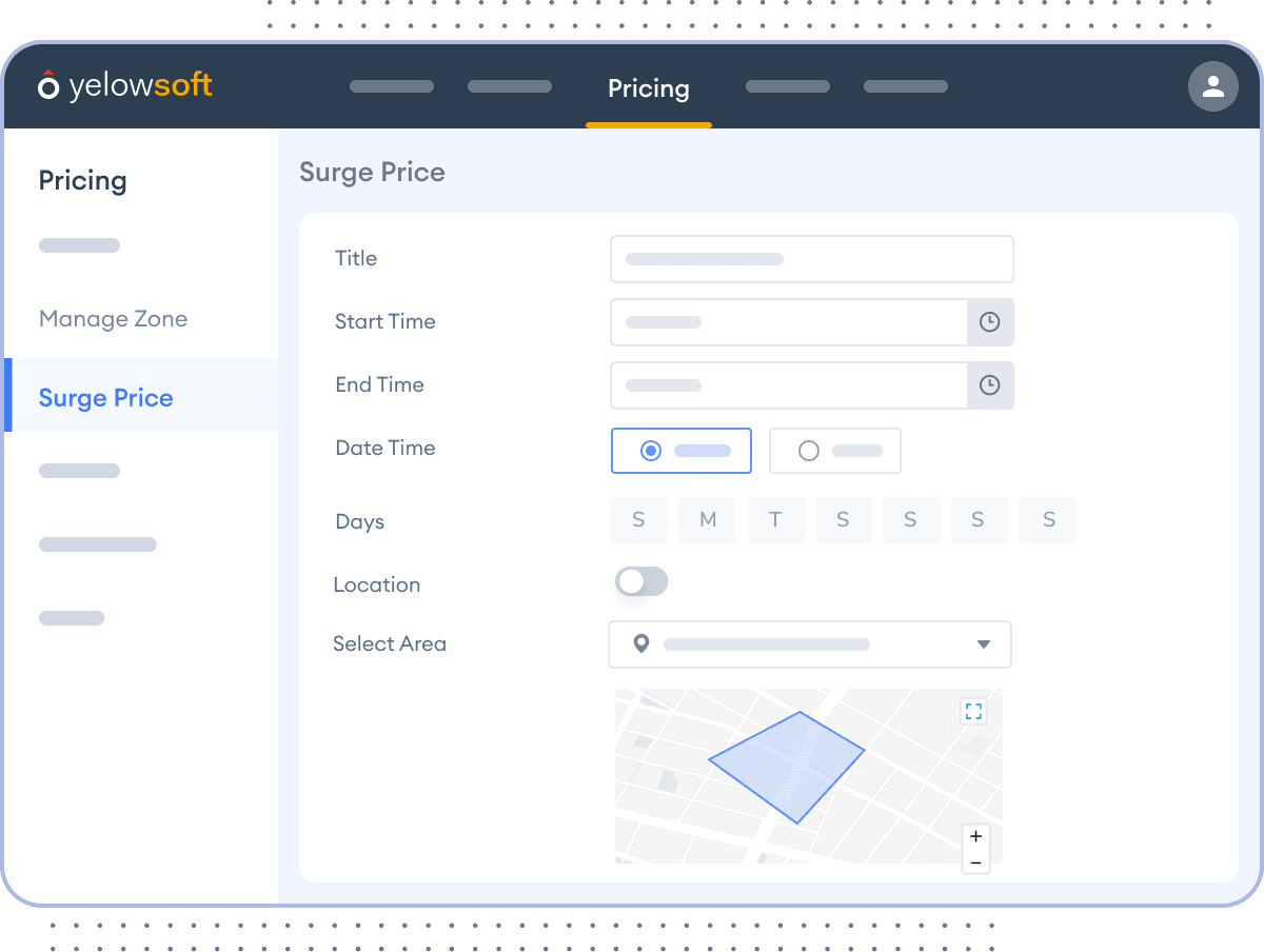 Dynamic Pricing and Fare Management - Yelowsoft Admin Panel