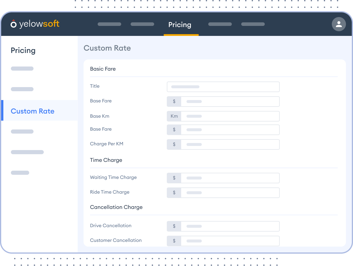 Dynamic Pricing and Fare Management - Yelowsoft Admin Panel